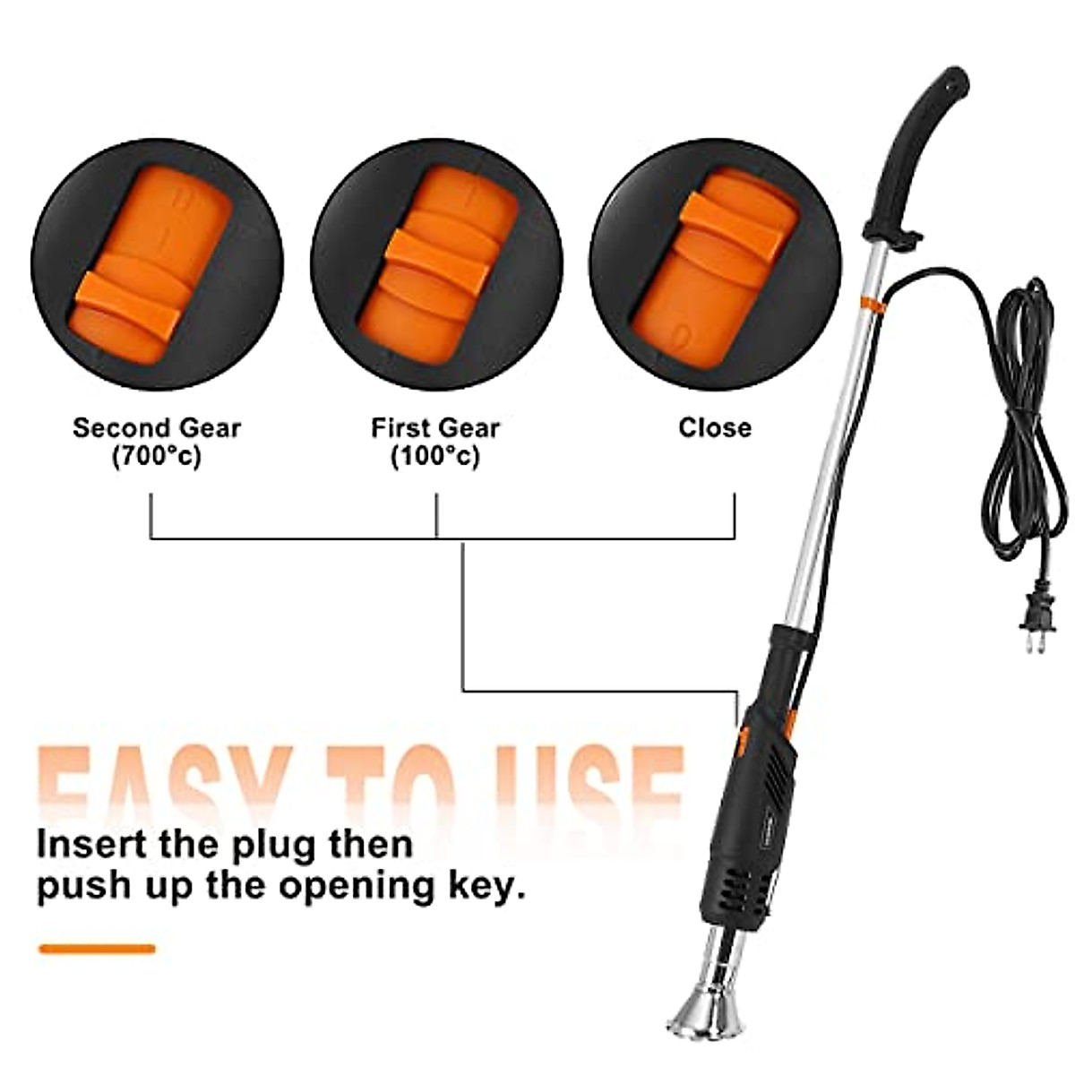 GARDSURE Weed Burner, Powerful 1800W Electric Weed Burner with 700°C Temperature, 2 Nozzles and 3M Cable - Efficient and Environmentally Friendly Solution for Weed Removal, BBQ and More