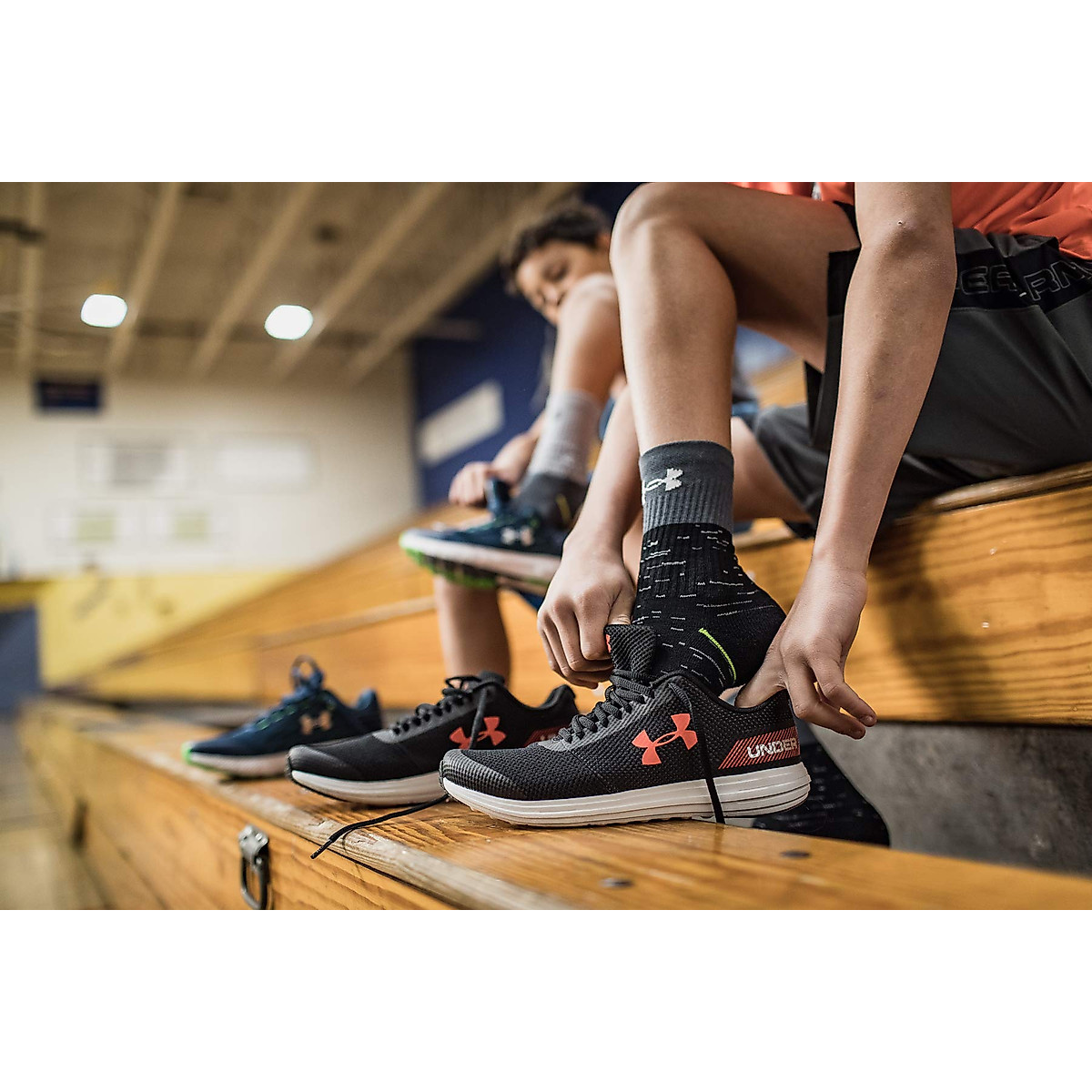 Under Armour Youth Phenom Crew Socks, 3-Pairs , Red Assorted , Small