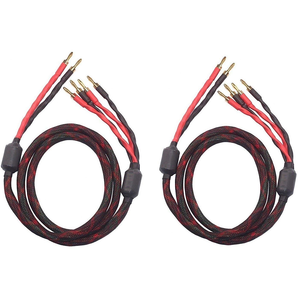 k4B-2B Bi-Wire Speaker Cable (2 Banana Plugs - 4 Banana Plugs), 1pair Set (Total 12banana Plugs), k4B-2B (3M(9.8ft))