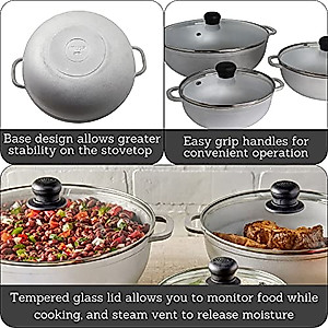 IMUSA 3 Piece Caldero Set with Tempered Glass Lid 1.5/2.5/5.2Qt