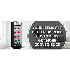 Elite Kitchen Supply Commercial Glass Door Merchandiser Refrigerator, ETL NSF Upright Display Fridge Cooler, Fan Cooling Stainless Steel, Black, 27" W 14.7 cu. ft. GDC-14