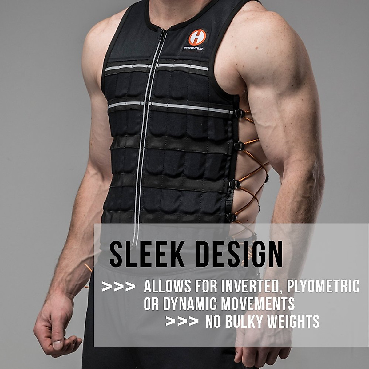 Hyperwear Hyper Vest ELITE Fully Adjustable Weight Vest - Stretch CORDURA® Fabric Zipper Thin Steel Weights - Weighted Vests for Running, Strength, Endurance, Walking (10 lbs SMALL)
