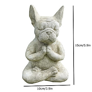 Qistubay French Bulldog Statue, Meditating Sitting French Bull Dog Decoration, Super Cute Yoga Pray Bull Dog Ornament for Garden Lawn Home Decor