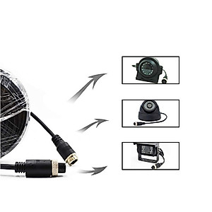Xenocam 16FT 5M Car Video Extension Cable 4-Pin Aviation Waterproof Shockproof for CCTV Rearview Camera Truck Trailer Camper Bus Motorhome Vehicle Backup Monitor System