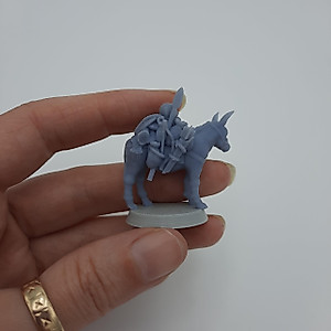 HERO Creations - 4 Mules - RPG - Dungeons and Dragons - DND - Pathfinder - Lord of The Ring - Figurine Miniature (Gray/Unpainted)
