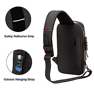 chinatera Anti-Theft Sling Bags for Men Women Crossbody Waterproof Chest Shoulder Bag Daypack Hiking Travel with USB Port