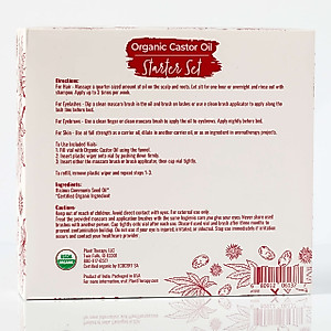 Plant Therapy Castor Oil Starter Set USDA Organic Cold Pressed 100% Pure Hexane Free, Conditioning & Healing, For Dry Skin, Hair Growth - Skin, Hair Care, Eyelashes