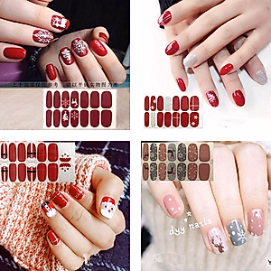 NAIL ANGEL 12pcs Nail Art Full-Cover Sticker Nail Art Wrap Christmas Series Full Cover Sticker Nail Strips for Women Winter Strips 10052