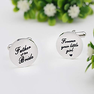 Melix Home Father of The Bride, Forever Your Little Girl Stainless Steel Cuff Links Gift for Dad from Daughter (Grey)