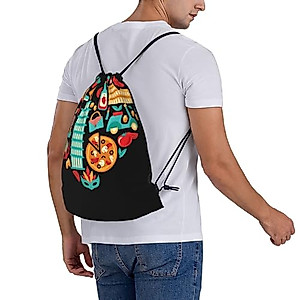Delhiponics Heart Element Illustration Drawstring Backpack Waterproof Gym Sports Trave String Bag Adjustable Lightweight Drawstring Bag Sports Dance Sackpack