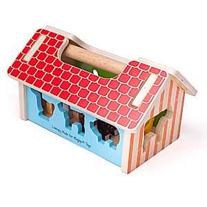 Bigjigs Toys, Shape Sorter, Wooden Toys, Farm Toys, Wooden Shape Sorter, Shape Sorters for 2 Year Olds, Wooden Farm Toys, Childs Farm Toy, Toy Farm Shape Sorter