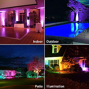 MELPO Led Flood Light Outdoor, 50W RGB Color Changing Landscape Lighting with Remote, Timing - 12 Colors - 4 Modes, IP66 Waterproof, US 3-Plug, (Pack of 2)