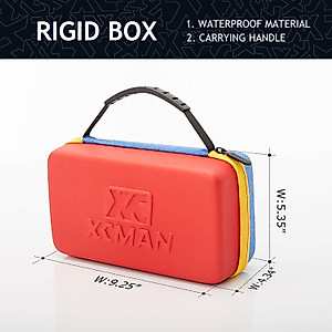 XCMAN Ski and Snowboard Waxing and Tuning Kit with Wax Brush Box for Traveling and Storage (Rigid Box with Tuning Tools) Red+Blue Box