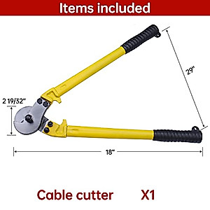 Muzata Heavy Duty 18" Hardened Cable Cutter,Chromium Vanadium Steel,High Temperature Heat Treatment,Cuts Up to 5/16" Stainless Steel Wire Rope Smooth Like Butter CR03,Series CT1