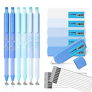 Sonuimy Black Ink Gel Pen with Correction Tapes, 6pcs Journaling Pens & 6pcs Correction Tapes & 20 pcs Refills, Assorted Colors, Supplies for Office School College Planner Kid Student