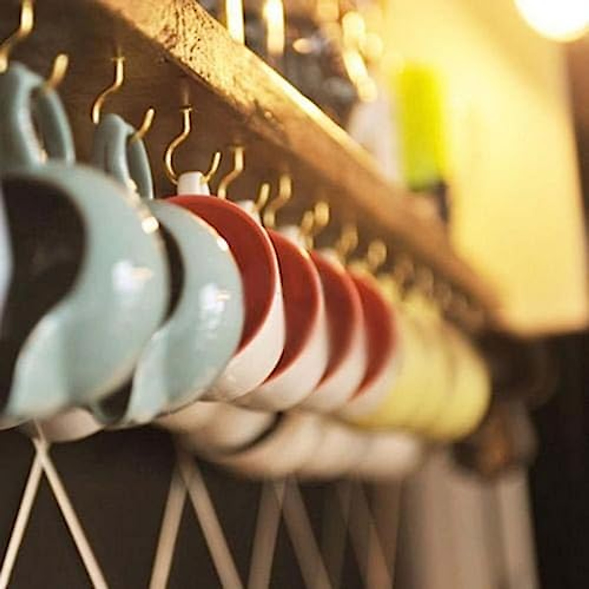 LANSEYQO Mini Ceiling Screw Hooks, 50 Pcs (1/2 inch) Hanging Cup Hooks Brass Plated Screw-in Hooks for Hanging Plants Mug Arts Decorations, Gold