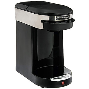 Hamilton Beach Commercial Deluxe 1 Cup Coffeemaker-Black/Stainless Steel Single Hospitality 3-Minute Brew Time, Stainless Steel/Black-1030390, Coffee Pod Brewer
