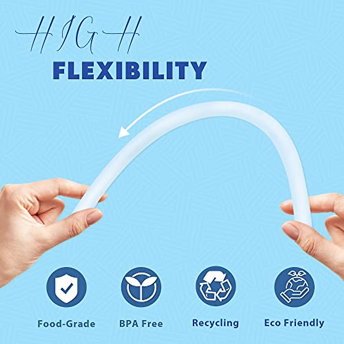 Replacement Silicone Straws for Stanley 40 oz Adventure Tumbler, 6 Pack Reusable Food Grade Silicone Straws with Cleaning Brush, Can be Cut Off — for Stanley Cup 40 oz Water Jug Accessories, 12" Long