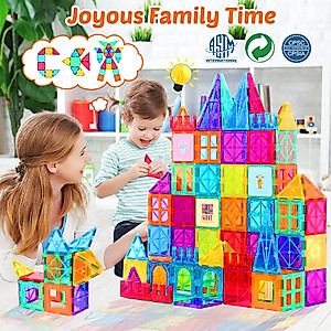 Kids Magnet Toys Magnetic Tiles, 148PCS 3D Magnetic Building Blocks STEM Learning Toys Magnetic Toys for 3 4 5 6 7 Years Old Boys Girls Gifts with 2 Cars