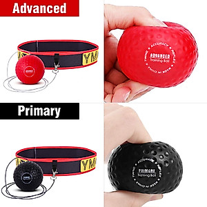 YMX BOXING Training Reflex Ball - Adjustable Elastic Head Band, Light Weight Soft Foam Balls - Improve Hand to Eye Coordination, Reaction Speed, Focus, Accuracy - Cardio Sports Exercise Equipment
