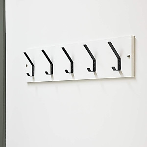 Amazon Basics Wall Mounted Modern Metal Drywall Coat Hooks - Flat Black, 5-Pack