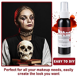 SFX Halloween Makeup Kit,Special Effects Scar Makeup Skin Wax with Spatula,Fake Blood Cream,Fake Blood Splatter Spray,Castor Oil,Black Stippling Sponge for Zombie Cosplay Makeup
