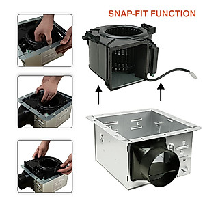 BV Bathroom Fan Ultra-Quiet Bathroom Ventilation & Exhaust Fan,110 CFM 1.2 Sones Ceiling Fan Residential Remodel Extractor, 4 Inch Duct Collar, Easy to Install & Replace (No Attic Access Required)