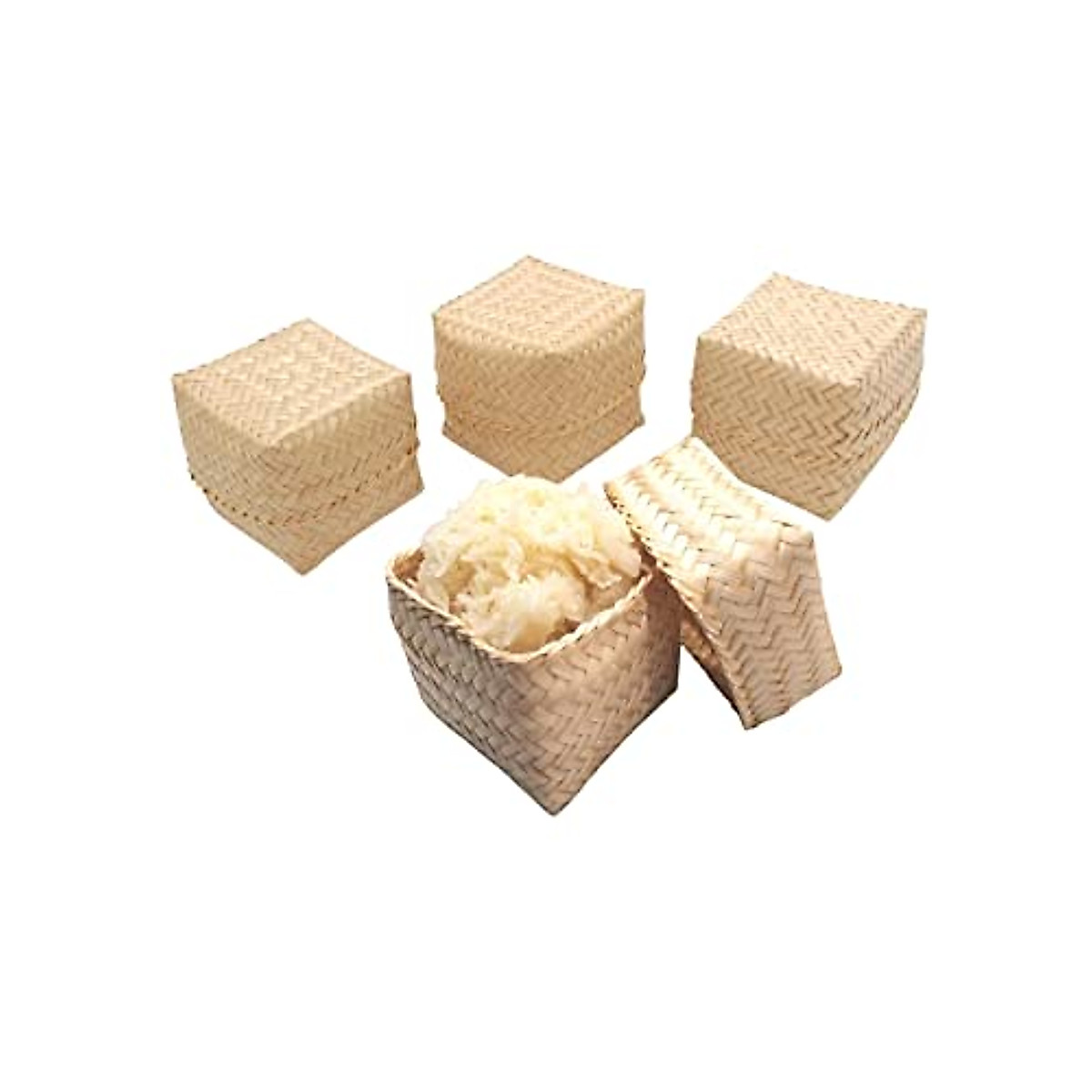 FOREVER 1 – Sticky Rice Basket 3.5 (3) x 3.5 (3) Inches, Kratip Bamboo Steamed Sticky Rice Container, Thailand Handmade Serving Basket, Original Bamboo Color, Thai and Laos Kratib for Home, Restaurant