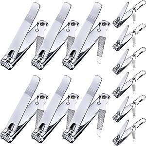 Bememo 12 Pieces Stainless Nail Clippers Set Fingernail Clippers and Toenail Clippers Nail Cutter Tool Set for Kids, Men, Women (12 Pieces, Fingernail and Toenail Clipper Set)