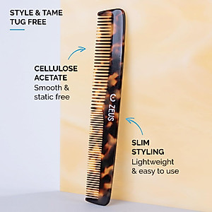 ZEUS Beard & Mustache Comb for Men, Handmade Saw-Cut Hair Comb for Untangling & Styling Beard (Traditional) V11