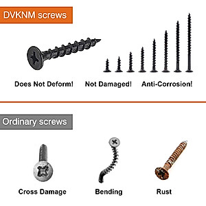 Screws #7 Quality Black Steel Drywall Screws Wood Screws 200Pcs Self Tapping Screws Kit,Screws Assortment Set for Drywall Sheetrock Furniture Cabinet Wood,8 Commonly Used Sizes