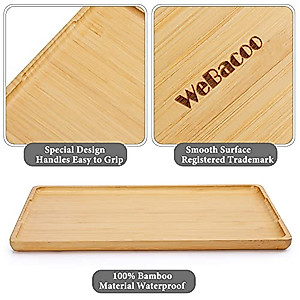 Webacoo Bamboo Serving Tray Rectangle Glossy Decorative Serving Platter with Handles Ottoman and Coffee Table Accessory Lap Tray for Party and Dinner