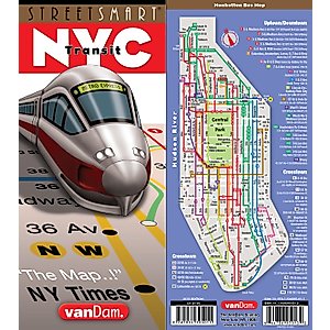 StreetSmart NYC Transit Map by VanDam-Laminated pocket size Transit map w/ subway, bus, ferry and train lines plus attractions in the Five Boros of ... Staten Island, 2024 Edition Map – Folded Map