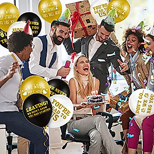 45 Pieces 12 Inch Coworker Going Away We Will Miss You Farewell Balloon funny goodbye party later traitor deco Office Balloons Retirement Latex Balloon with 2 Ribbon Colleague (Black, Gold, White)
