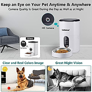 Automatic Dog Feeder HD 1080P Camera Cat Feeders 6L WiFi Smart Pet Feeder with APP Control Timer Settings Dispense Food Two Way Audio Recording Motion Detection Alerts