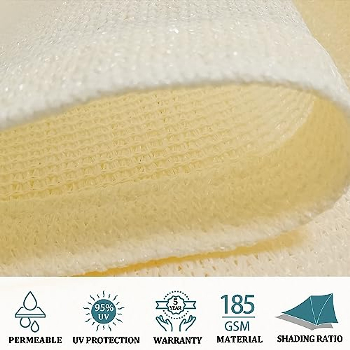 Shade&Beyond Shade Sail Sun Canopy 8'x 10' Rectangle UV Block Sun Sail Shade for Patio Deck Yard and Outdoor Activities Cream, (We Make Customized Size)