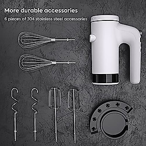 Electric hand mixer, 400W power hand mixer, 5 minutes safety protection function,9 speeds, eject button,6 pieces of 304 stainless steel accessories for baking and cooking, used for baking cakes, egg and cream food mixers.