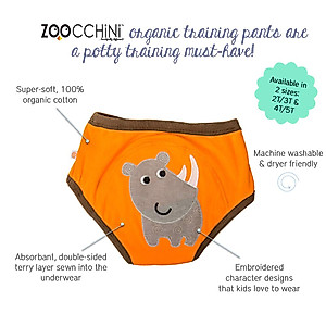 ZOOCCHINI 100% Organic Cotton Potty Training Pant Sets – Boys Safari Friends, 3-Piece Set, 3-4 Years, Extra Absorbent, Girls and Boys Underwear for Toddlers
