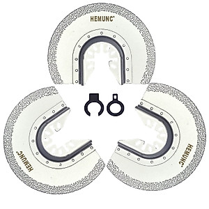HEMUNC 3pcs Oscillating Tool Blades for Grout Removal Tile Mortar Concrete Masonry, Oscillating Multi Tool Diamond Saw Blades for Dewalt Milwukee Rockwell Bosch Dremel Ryobi Ridgid Multitool