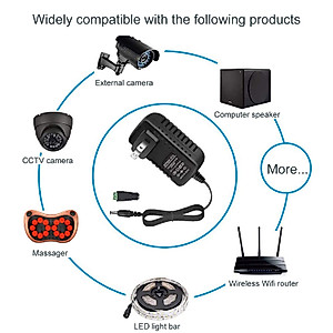 DC 12V 2A Power Supply, 12Vdc 2Amp AC Adapter 100V-240Vac to DC 12 Volt 0-2 Amp Wall Charger for LED Strip Light, CCTV Camera, HUB, Router