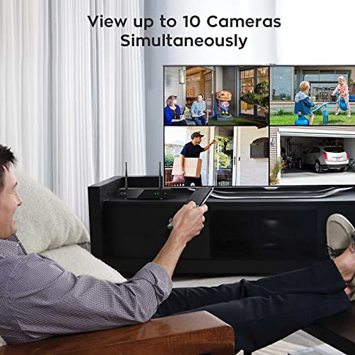 Thermal True Detection XMARTO Prime 10CH 2K HD Wireless Security Camera System 24/7 w. Human/pet/Vehicle Detect,Color Night Vision,2-Way Audio and 2TB HDD (Smart Lights & Siren,WPS2K84-2TB Plug-in)