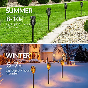 Walensee Solar Torch Lights with Flickering Flame, 8 Pack, 12 LED Tiki Mini Torch, Waterproof Solar Lights Outdoor, Landscape Decoration Lighting Dusk to Dawn Auto On/Off for Garden Patio Yard