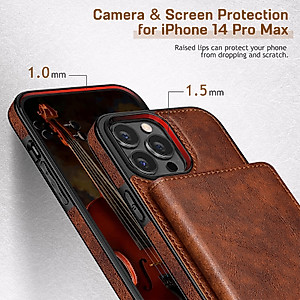 LOHASIC for iPhone 14 Pro Max Wallet Case, Premium Leather Detachable Wallet 5 Card Holder Kickstand Magnetic Protective Cover Compatible with MagSafe Phone Cases for iPhone 14 Pro Max 6.7" - Brown