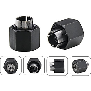 Thaekuns 2 piece Router Collet Kit 1/4" and 1/2" fits for Dewalt 326286-04, 326286-03, Bosch 2610906283, 2610906284, Hitachi 323-293, 323-421,Big Horn 19691,19693&RC025DW,RC050DW