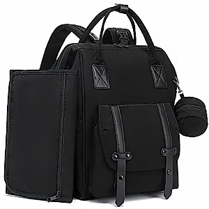 ROSEGIN 35L Large Diaper Bag Backpack for Boy Girl, Multi-Functional Baby Bag with Changing Pad, Pacifier Holder, Waterproof, Black Plus XL Fits 2 Kids Twins, Perfect Baby Shower for Mom Dad Newborn