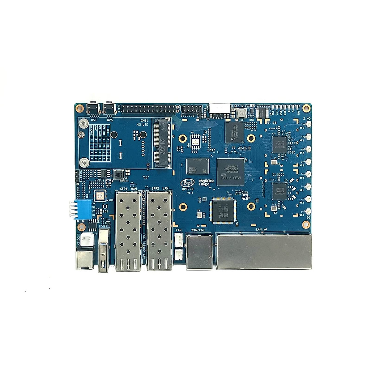 Banana Pi BPI-R3 Wi-Fi 6 OpenSource Wireless Dual-Band OpenWRT Router Board with MediaTek MT7986(Filogic 830),Support 5X GbE and 2X 2.5GbE SFP