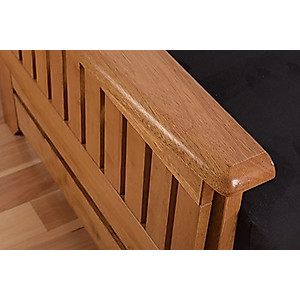 Kodiak Furniture Phoenix Queen Size Futon Set in Butternut Finish, Suede Black Mattress