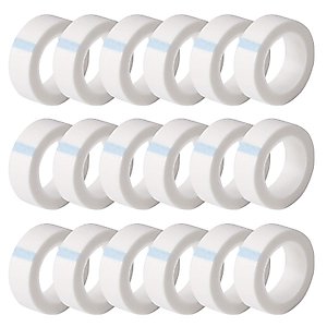 UPINS 24 Rolls White Eyelash Tape, Adhesive Fabric Lash Tapes for Eyelash Extension Supply