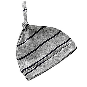 COLOOM Infant Baby Gown Newborn Knotted Sleeper Striped Sleep Gowns Swaddle & Cap (Grey Stripes, 0-6Months)