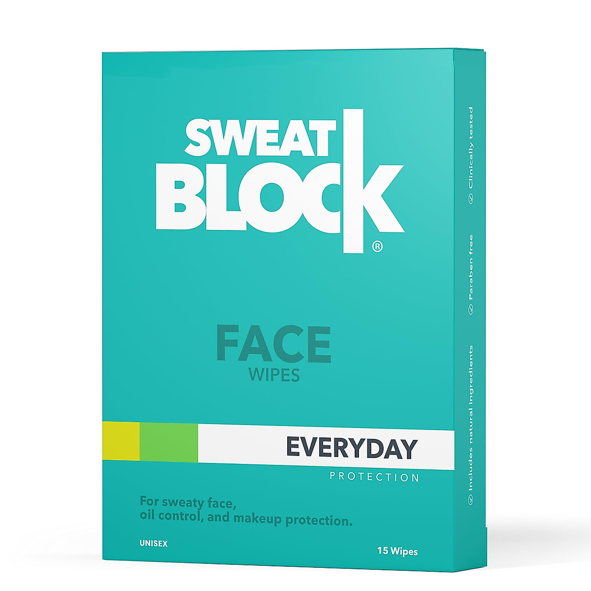 SweatBlock Antiperspirant Face Wipes for Men & Women - 15 Count - Helps Control Oily Skin, Reduce Shine & Facial Perspiration - Clinically Tested - Vitamin E